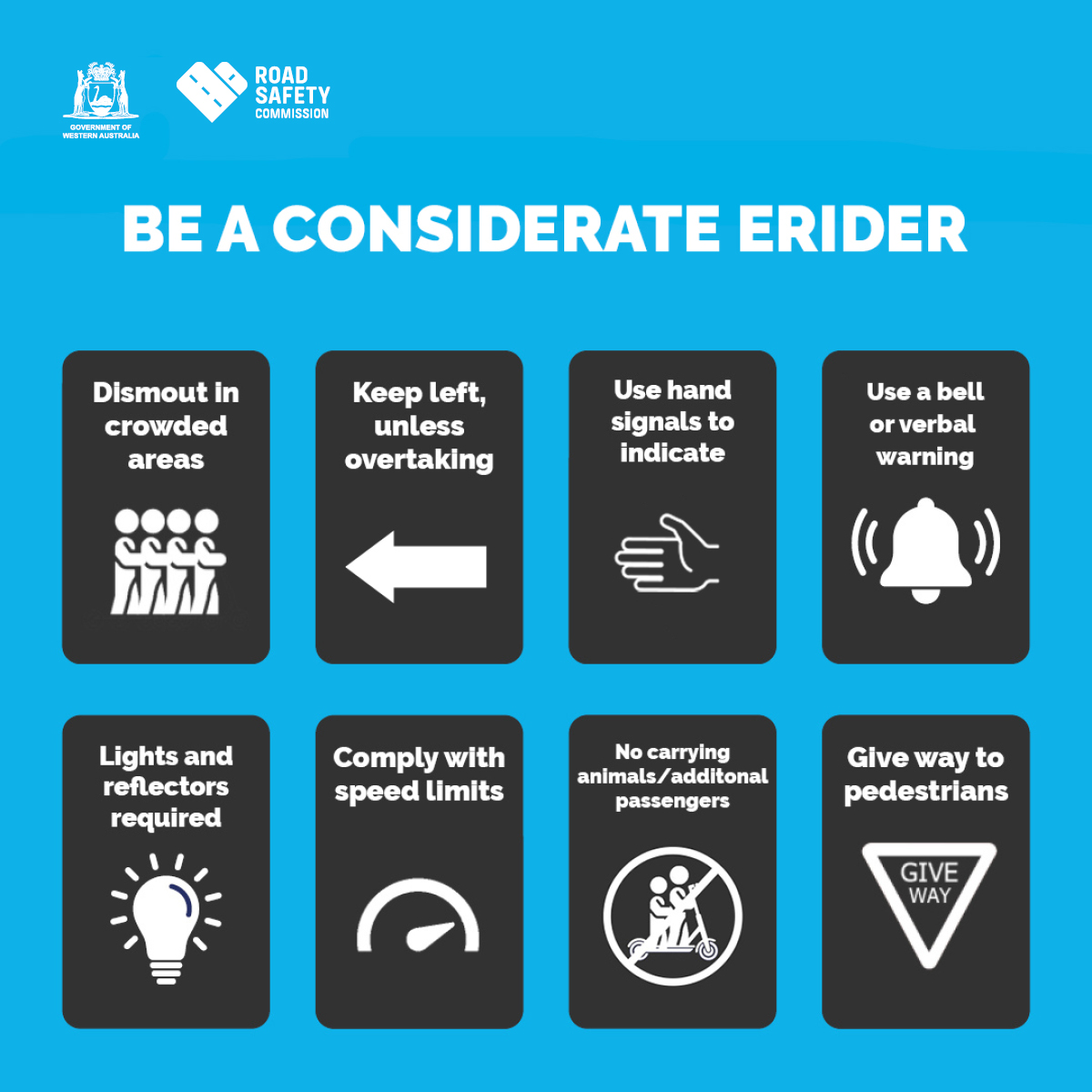 Be a Considerate eRider 1200x1200px.jpg | Western Australian Government
